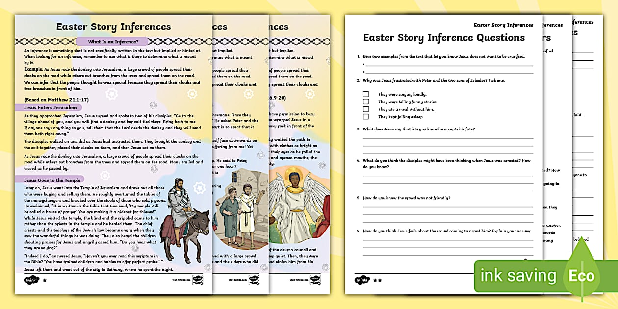 KS2 Easter Story Inference Worksheets (teacher made)