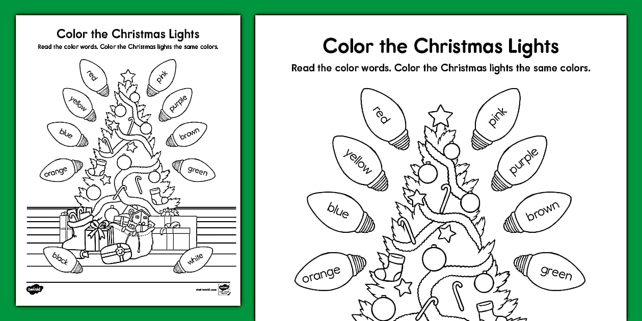 Christmas Lights Coloring Page for Kids | Twinkl USA