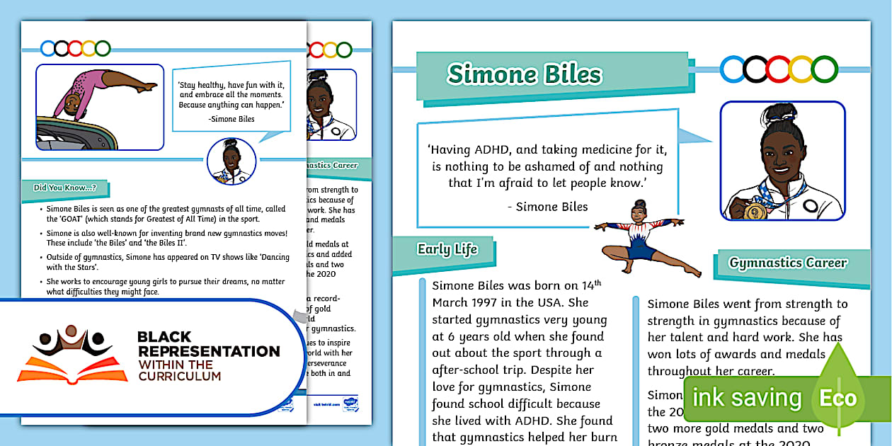 KS1 Simone Biles Fact File (teacher made) - Twinkl