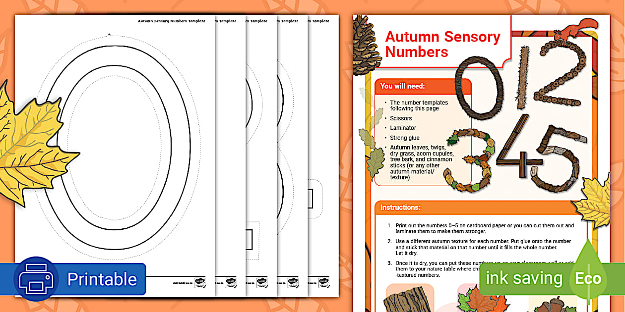 Preschool: Autumn - Sensory Numbers 0-5 Instructions