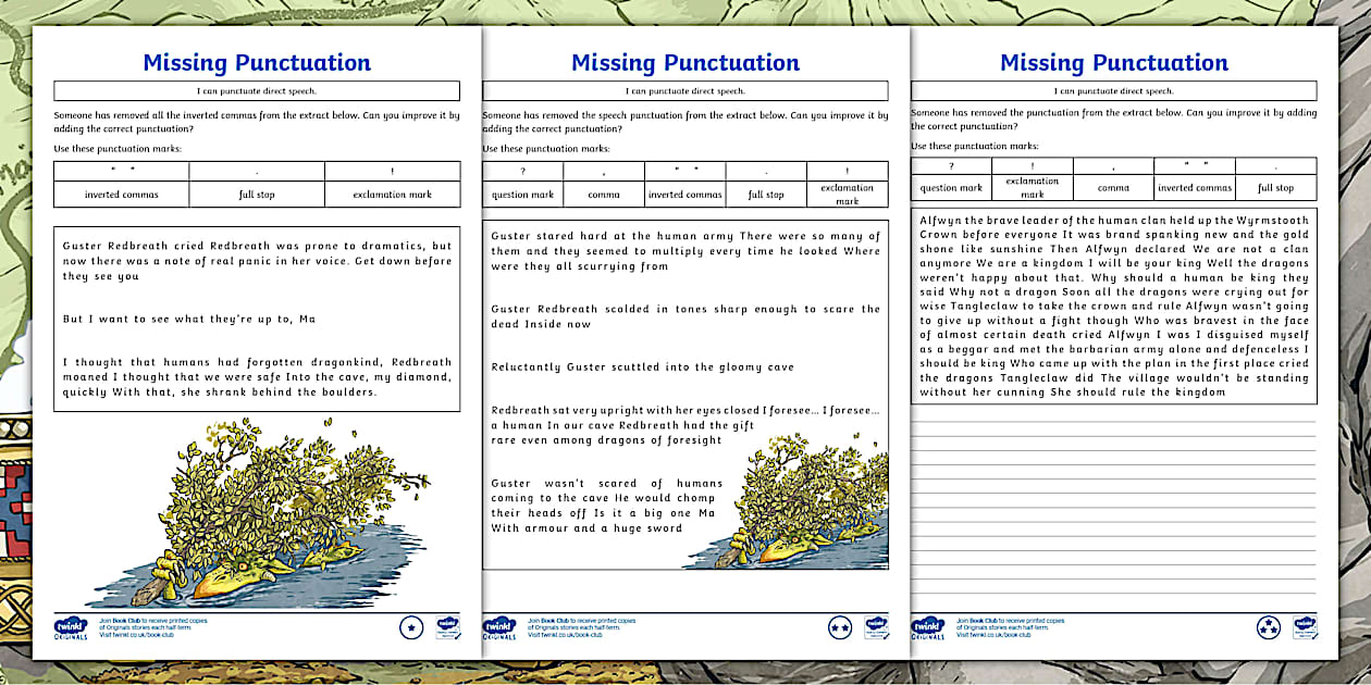 KS2 Direct Speech Punctuation Differentiated Worksheet / Worksheet 2 (KS2