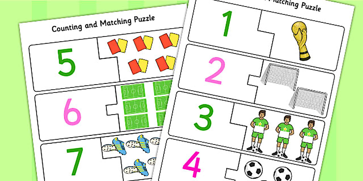 Football Themed Counting Matching Puzzle (teacher made)