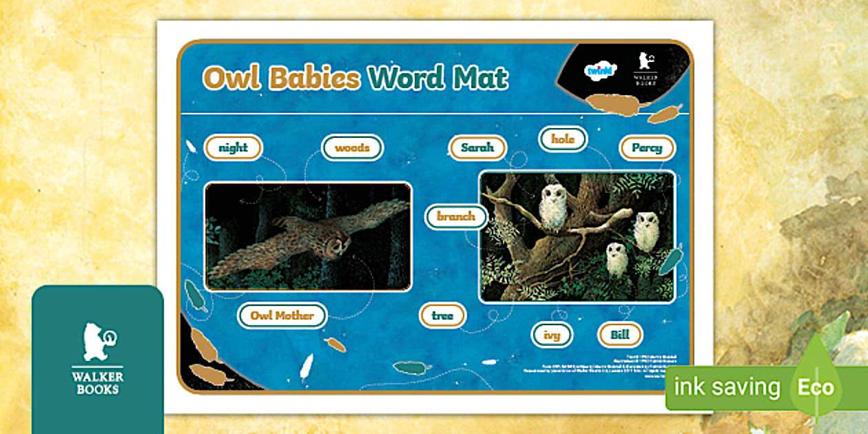 FREE! - Owl Babies Word Mat | Walker Books Resources | Twinkl