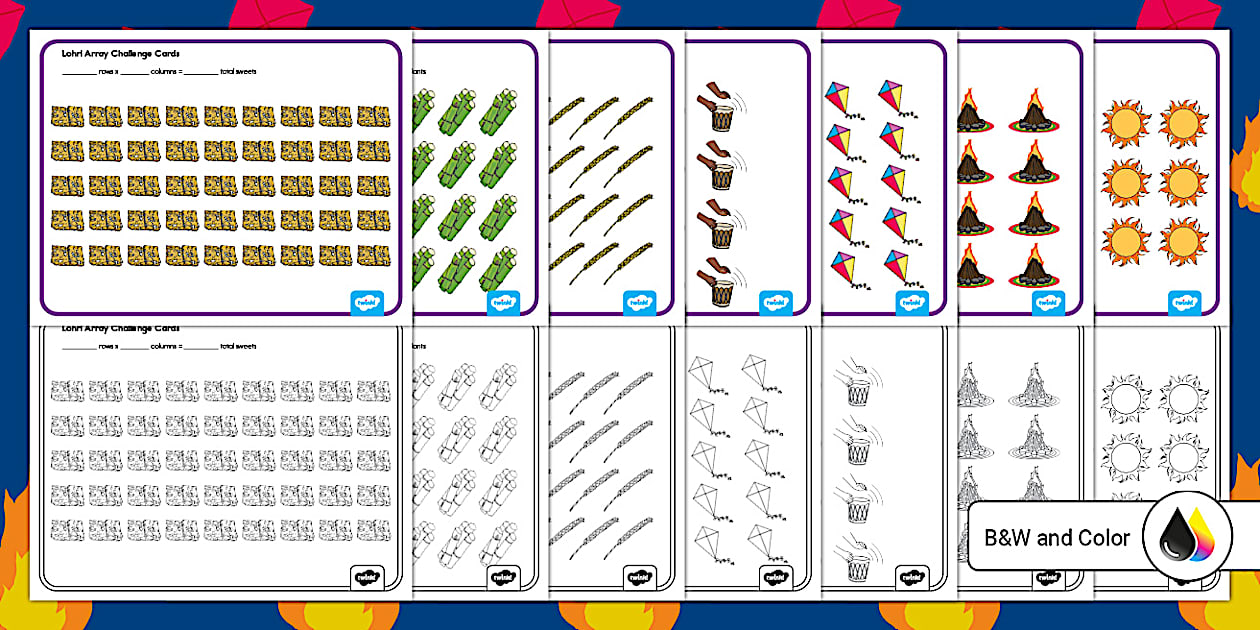 Lohri Array Challenge Cards (Teacher-Made) - Twinkl