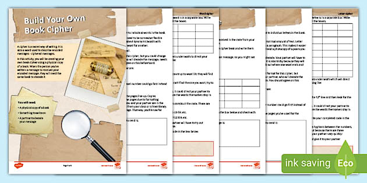 Year 7-8 Literacy Puzzles: Create a Book Cipher - Twinkl