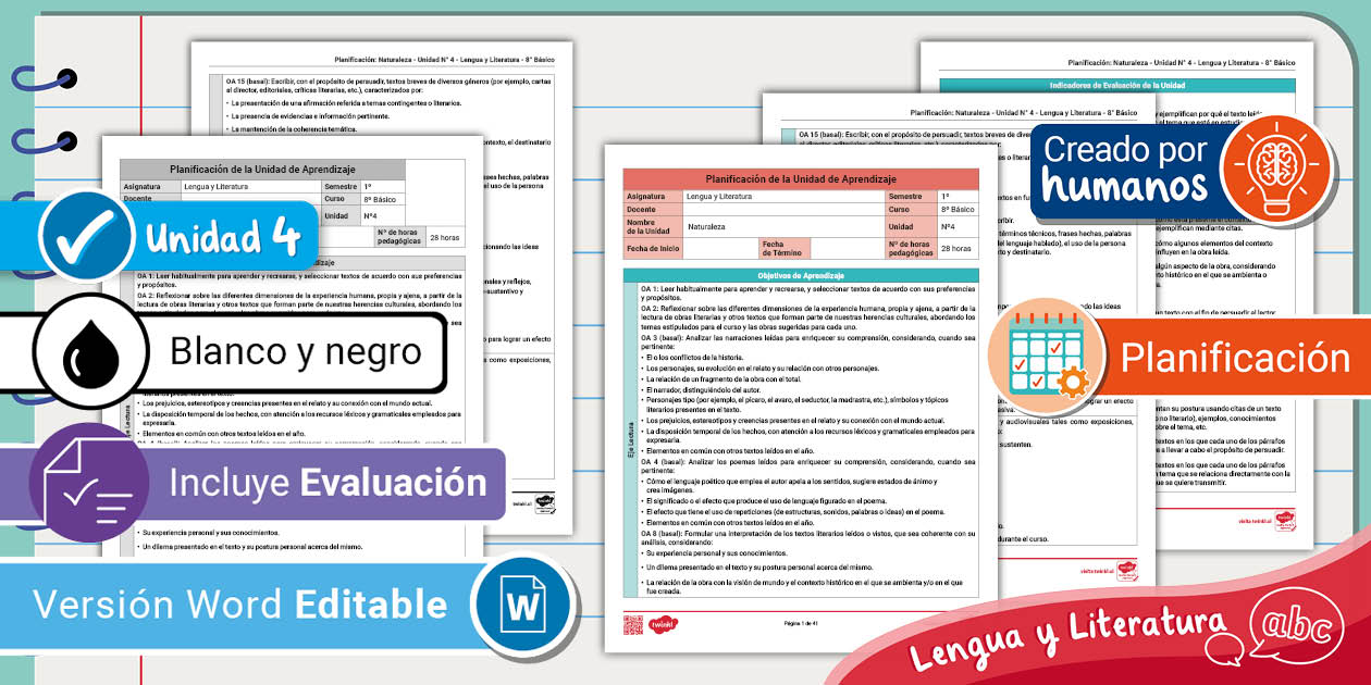 Planificación Naturaleza Lengua Y Literatura 8 Básico