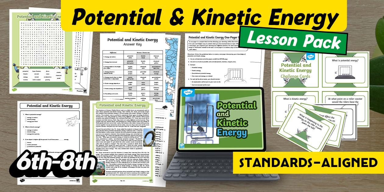 Potential and Kinetic Energy Lesson Pack for 6th-8th Grade