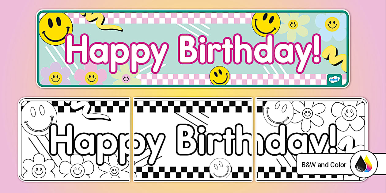 90s Retro Happy Birthday Banner