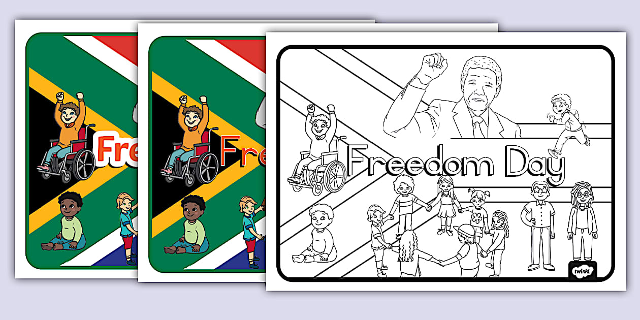 Freedom Day Colouring Display Poster (teacher made) - Twinkl
