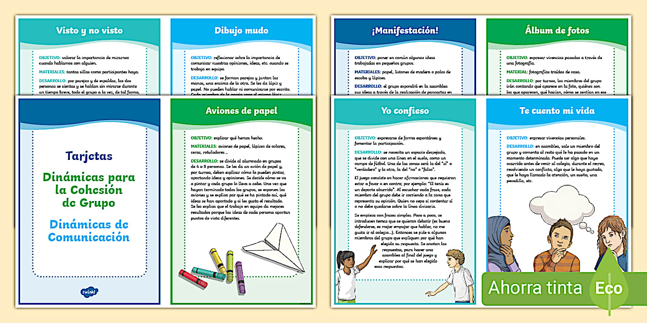 Tarjetas: Dinámicas para la Cohesión del Grupo - Dinámicas de Comunicación