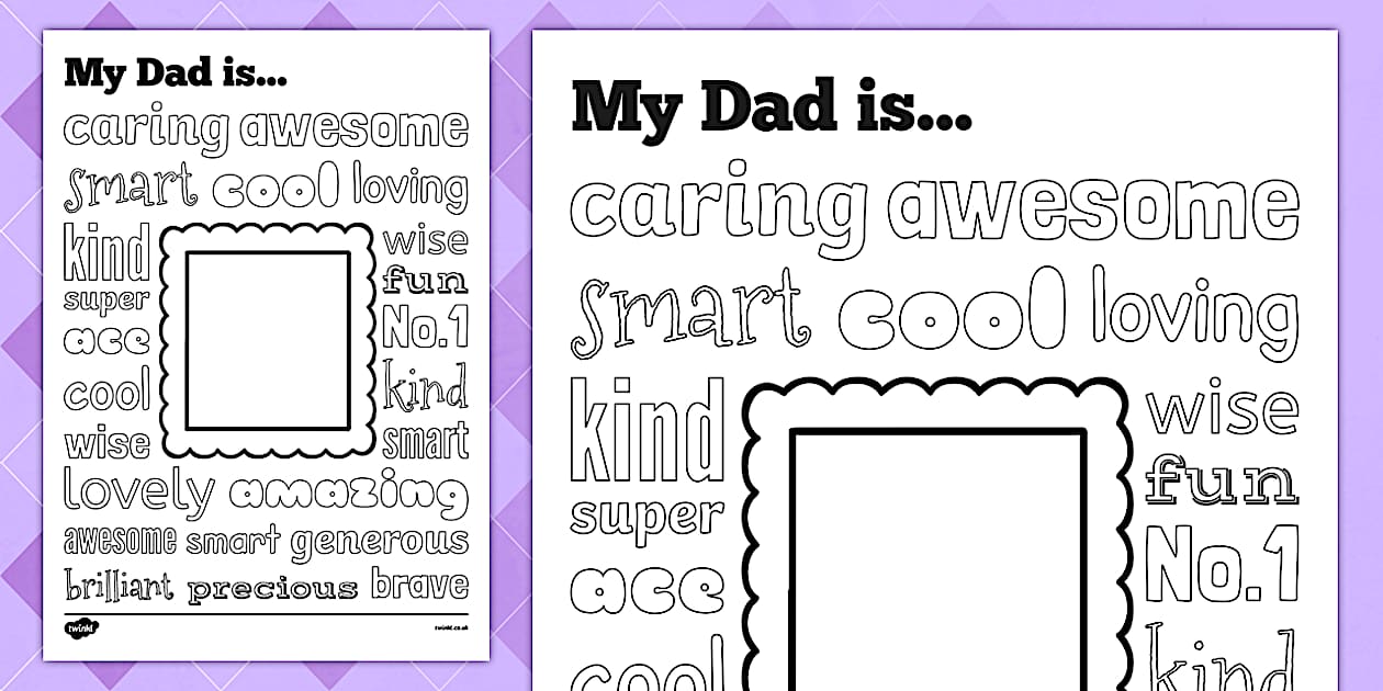 Fathers Day Describing Words Drawing and Colouring Sheet - colour