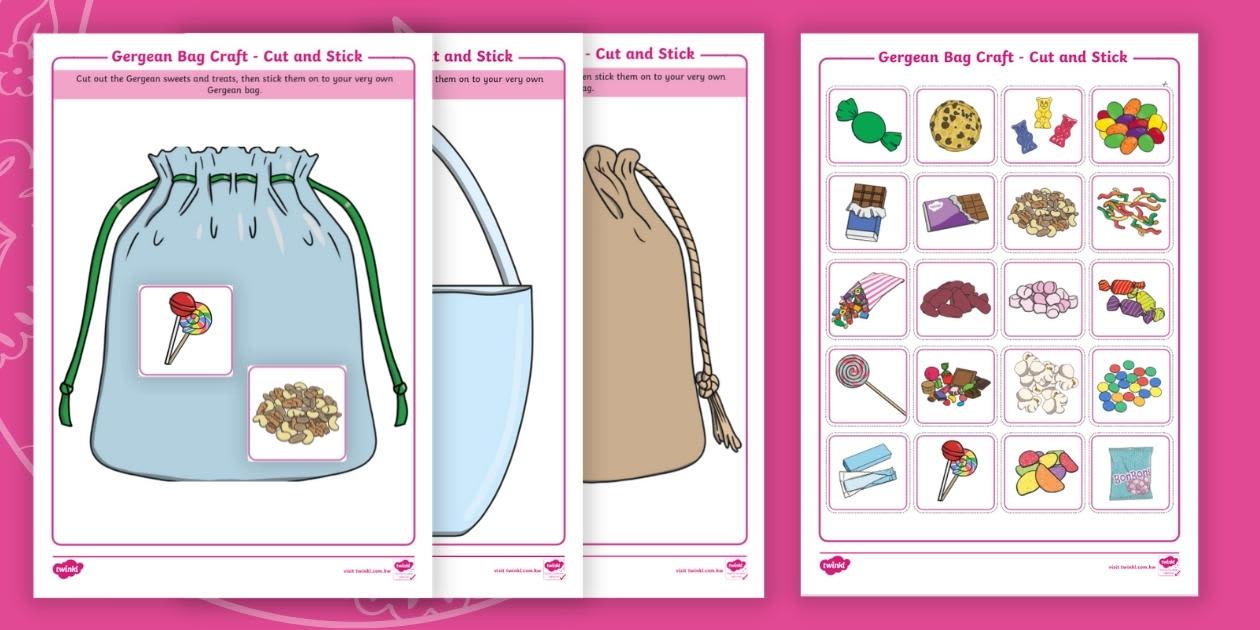 Gergean Bag Cut and Stick Activity - Create Your Own Gergean Bag