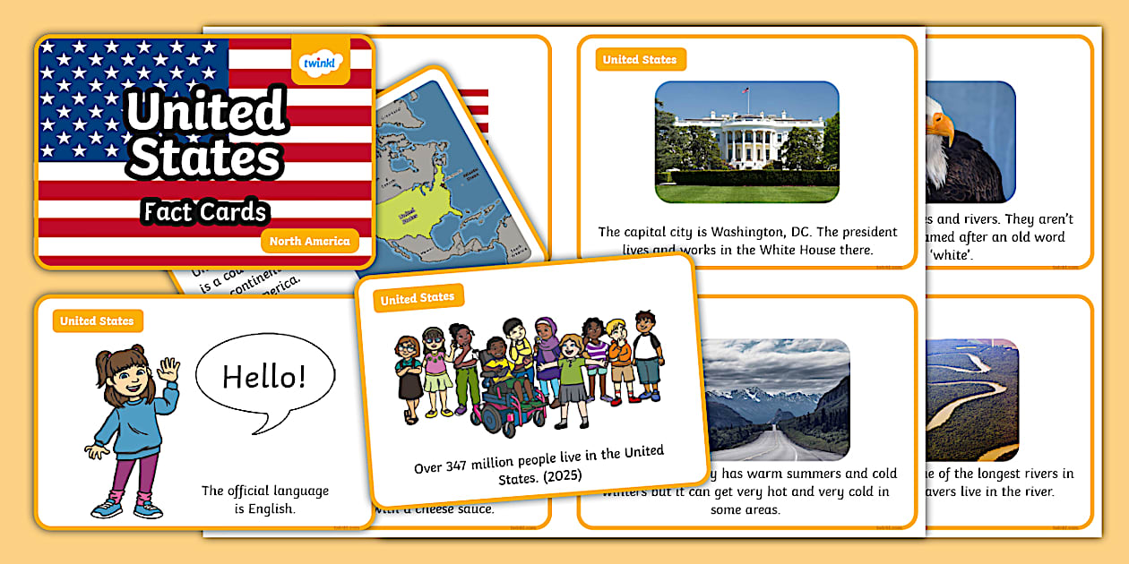 KS1 United States Fact Cards - KS1 - Twinkl