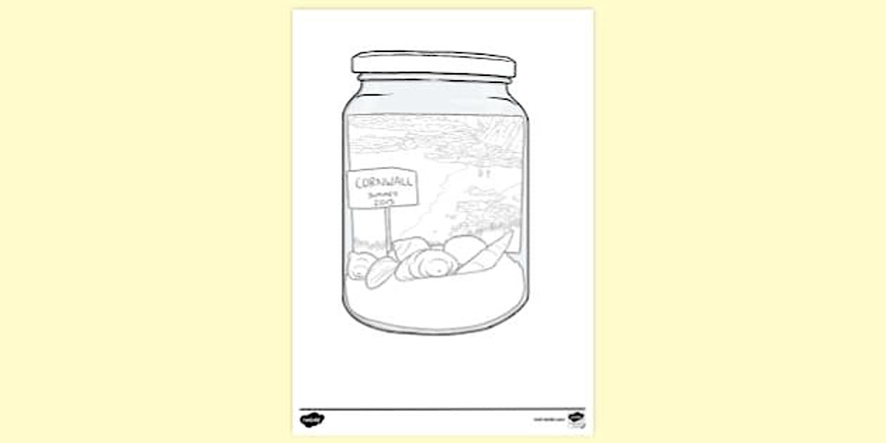 Seaside in a Jar Colouring Sheet | Colouring Sheets - Twinkl