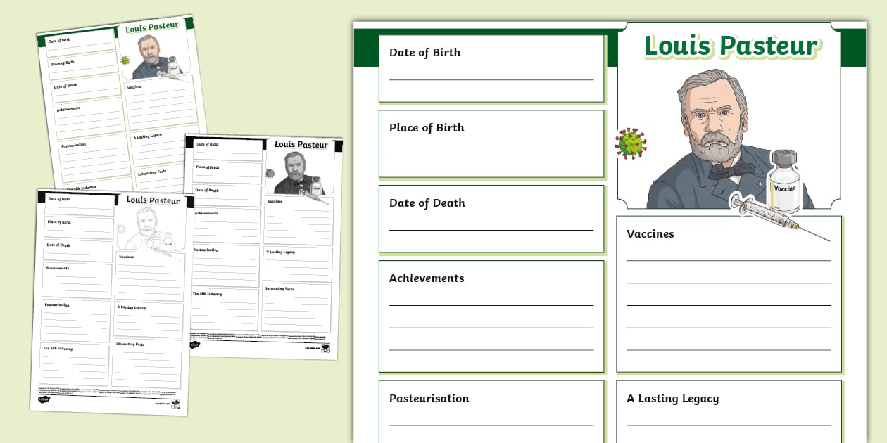 Louis Pasteur Fact File Template (Teacher-Made) - Twinkl