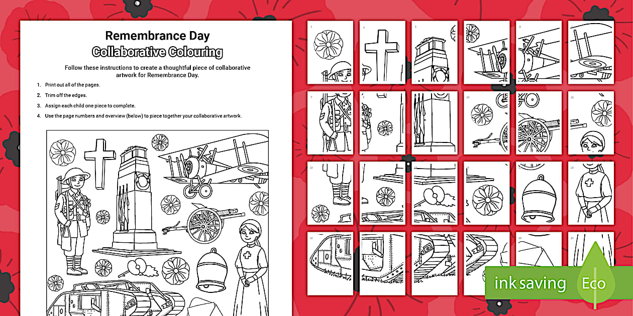 Remembrance Day Collaborative Colouring - Twinkl