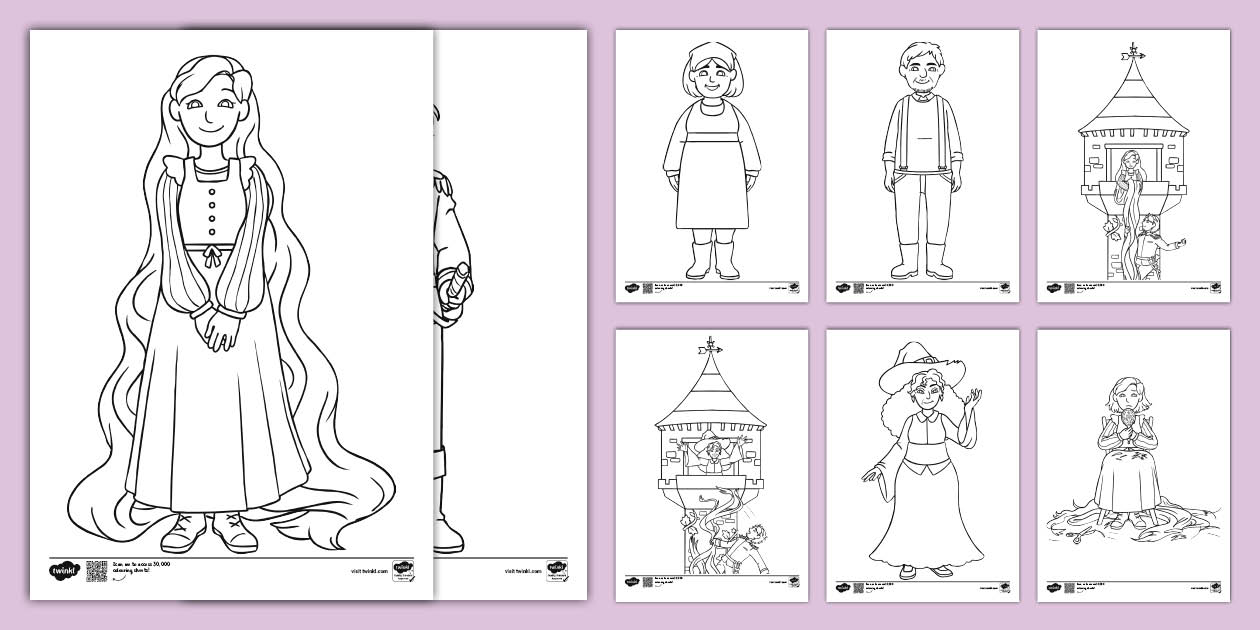 Rapunzel Colouring Sheets (teacher made) - Twinkl