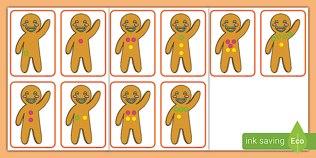 Gingerbread Buttons Composition to 5 Cards | Twinkl - Twinkl
