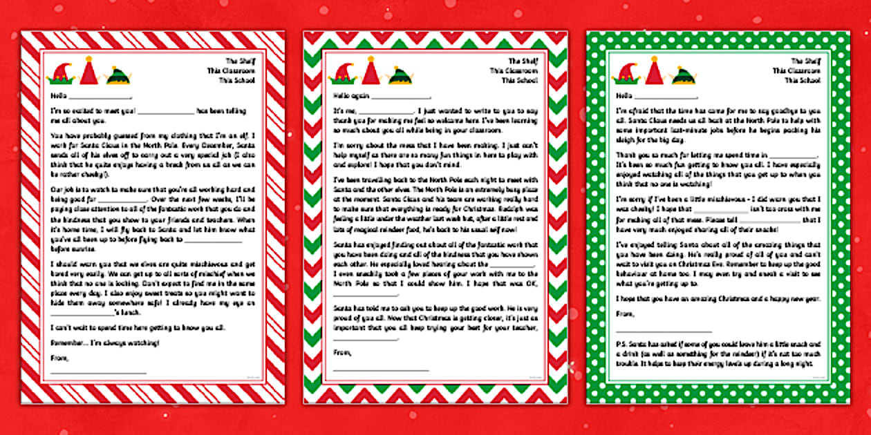 Elf Christmas Eve Hello/ Elf Christmas Eve Goodbye Letter