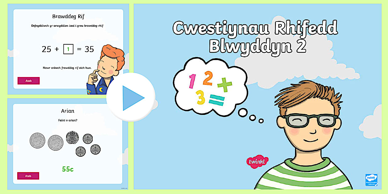 Pŵerbwynt Rhyngweithiol Rhifedd i Blant - Blwyddyn 2