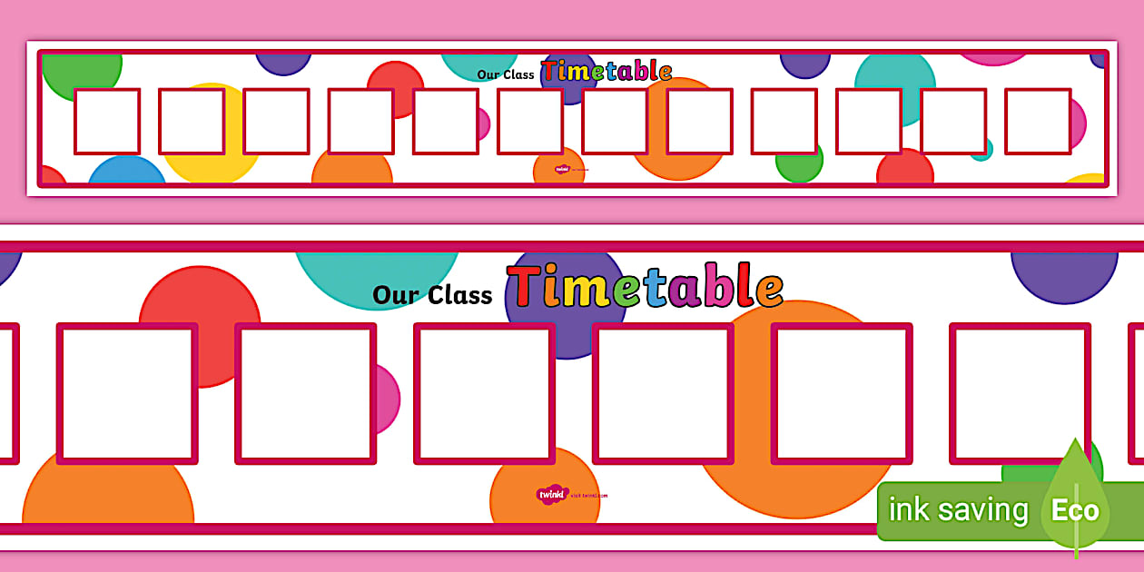 👉 Polka Dot Themed Horizontal Visual Timetable Display Banner