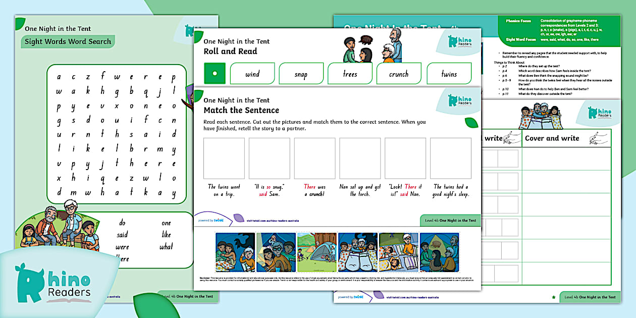 Level 4b One Night in the Tent Guided Reading Pack - Twinkl