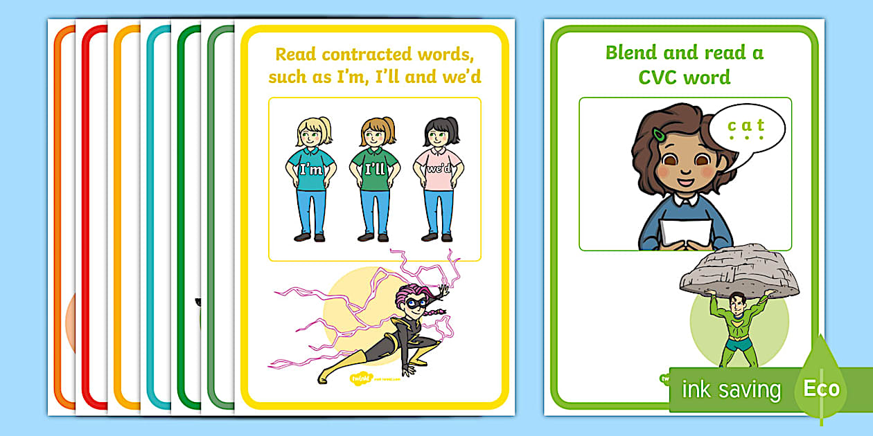 Year 1 Superhero-Themed Reading Targets Display Posters