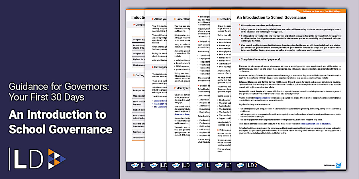 Guidance for Governors: Your First 30 Days - Twinkl