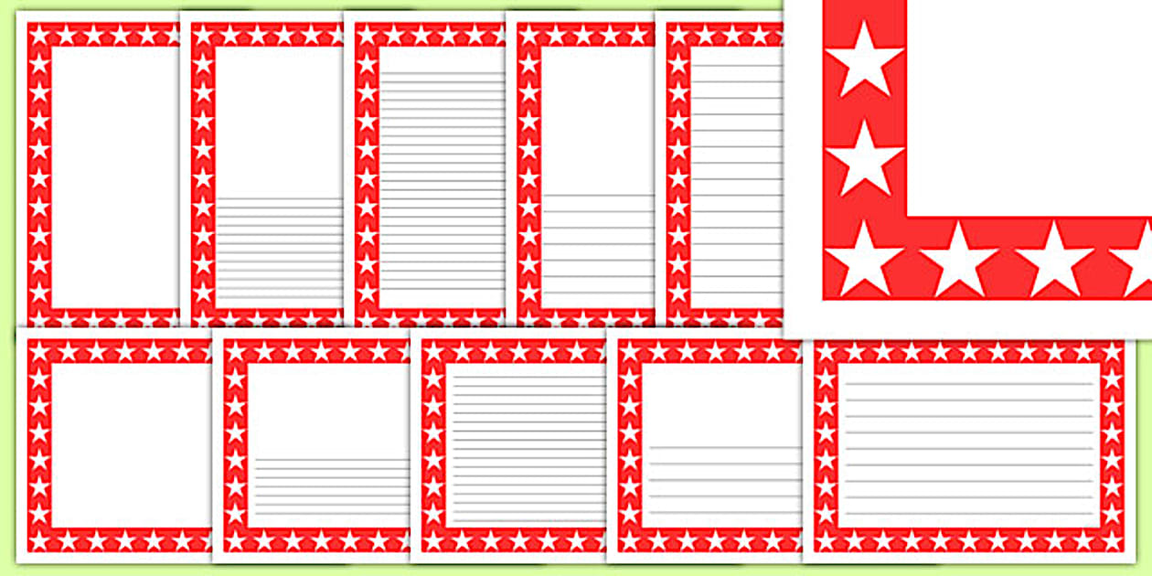 Editable Red and White Star Page Borders (teacher made)