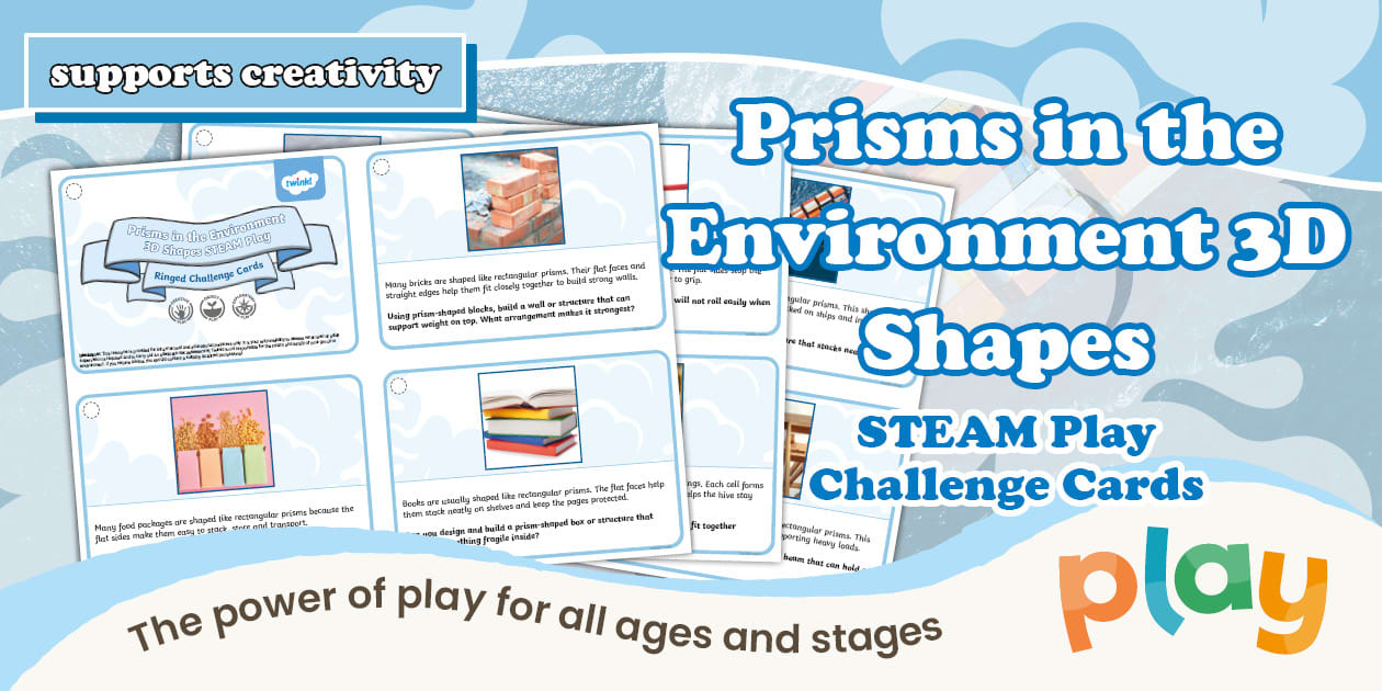 Prisms 3D Shapes STEAM Play Ringed Challenge Cards