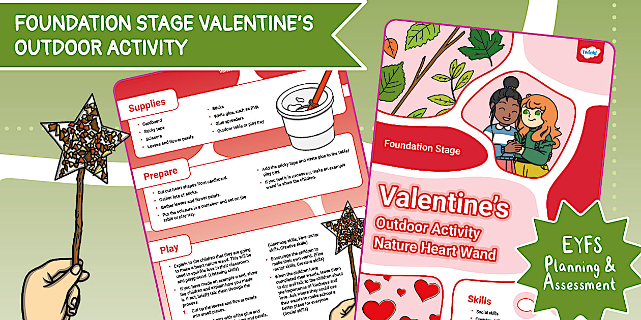Foundation Stage Outdoor Learning Valentine's Nature Heart Wand
