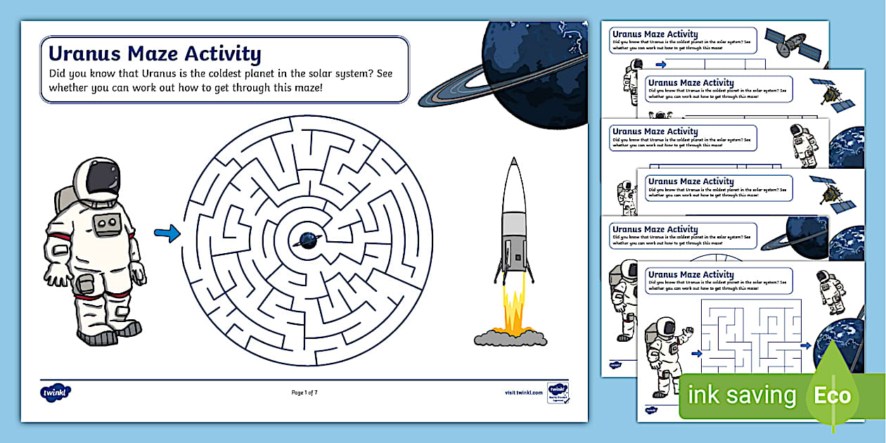 Uranus Maze Activity Worksheets | Maze Activities | Twinkl
