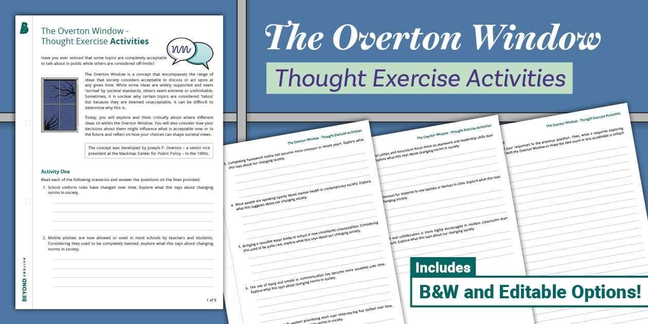 The Overton Window - Thought Exercise Activities - Twinkl