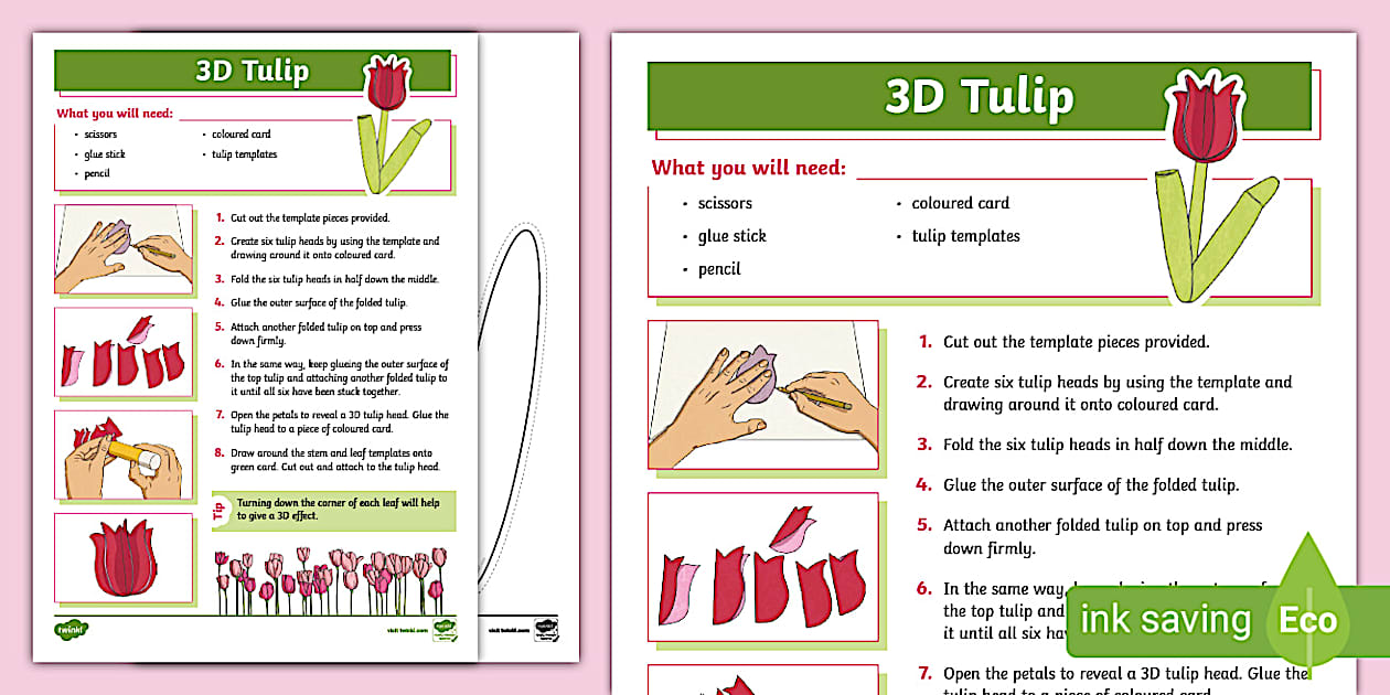 3D Tulip Art Activity (teacher made) - Twinkl