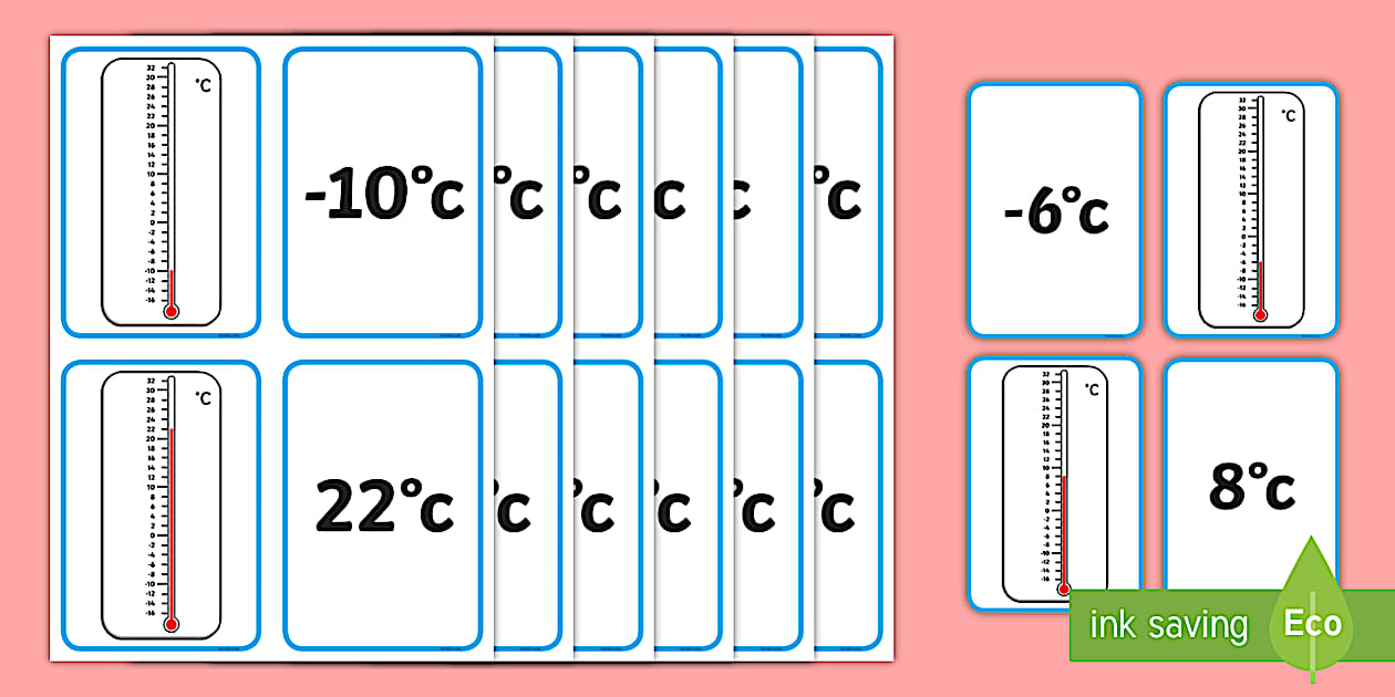 Editable Temperature and Thermometer Matching Cards - Twinkl