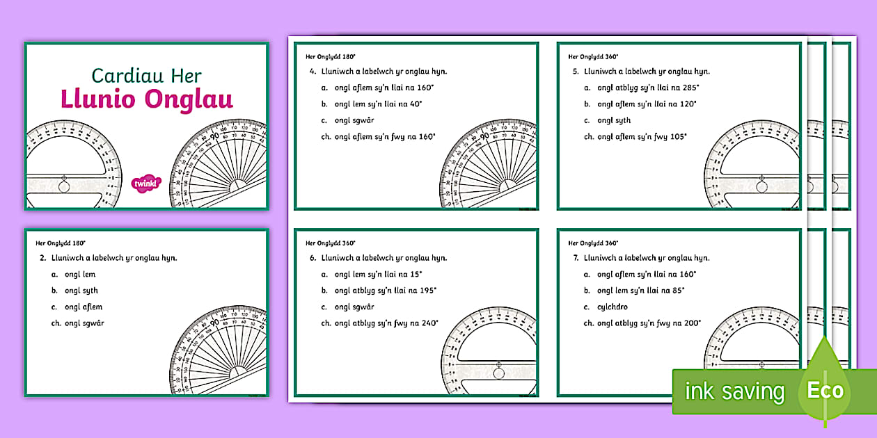 Cardiau Her Llunio Onglau (teacher made) - Twinkl