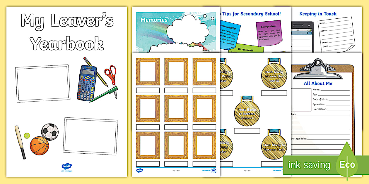 Editable Year 6 Leavers Yearbook Template Pack - Twinkl