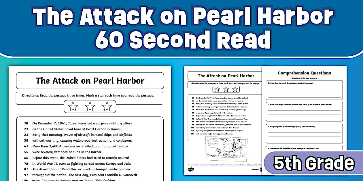 Attack on Pearl Harbor Passage and Comprehension Questions
