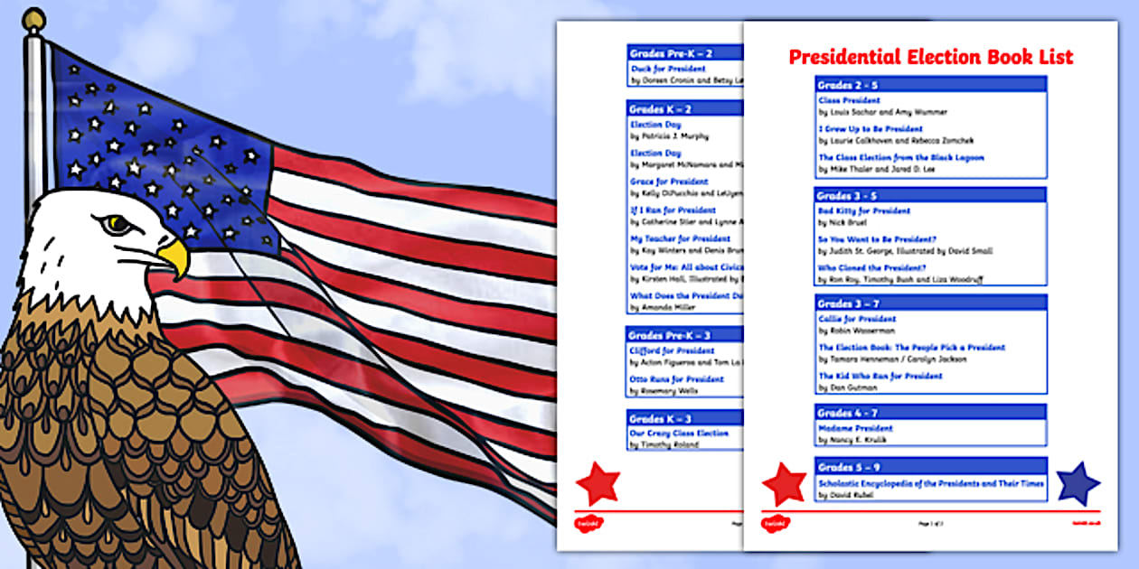 Black and White Presidential Election Book List - Twinkl