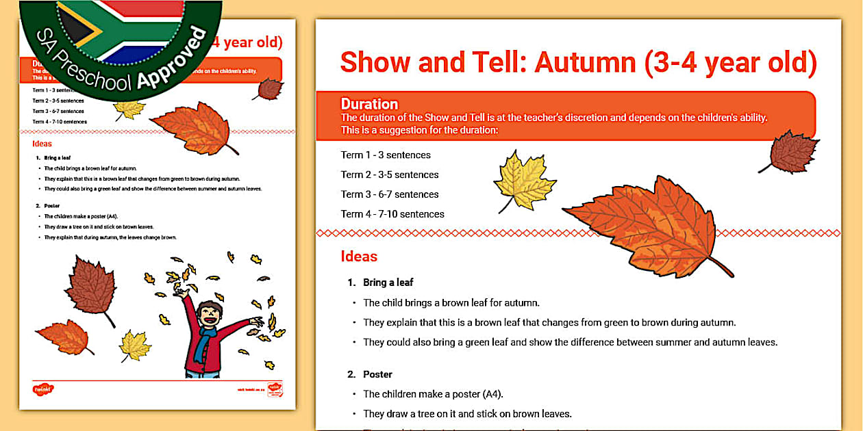 Autumn: Show & Tell Ideas (Age 3-4) (teacher made) - Twinkl
