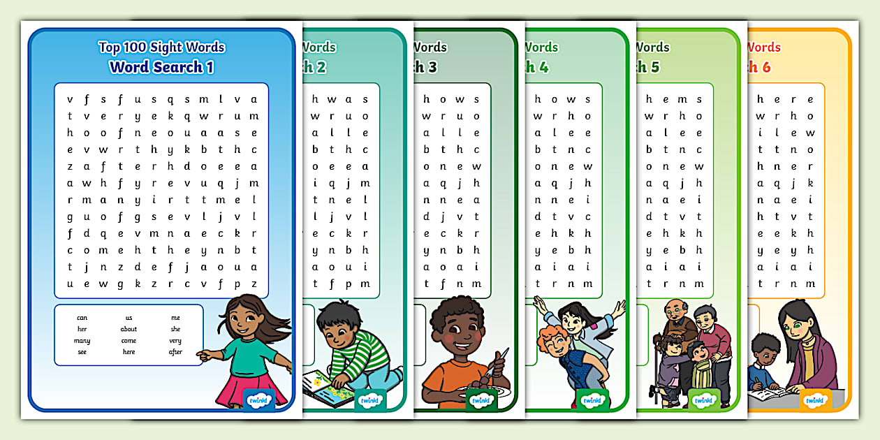 100 Sight Words Printable Word Search Pack | Twinkl