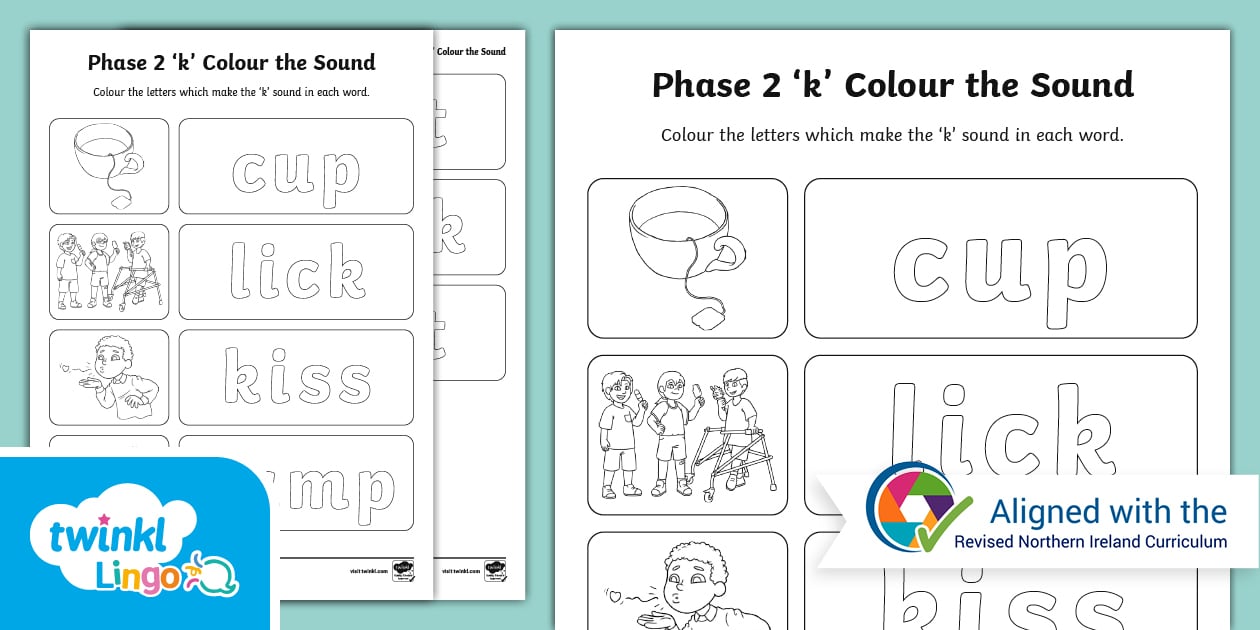 Linguistic Phonics Phase 2 'k' - Colour the Sound - Twinkl