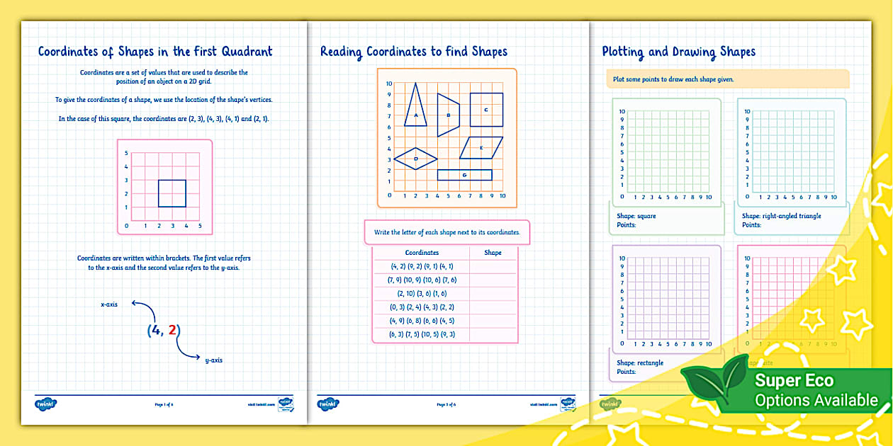 Coordinates of Shapes in the First Quadrant (Ages 9 - 10)