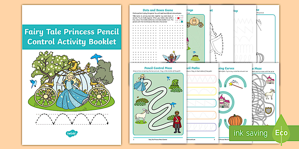 Fairy Tale Princess Pencil Control A5 Activity Booklet
