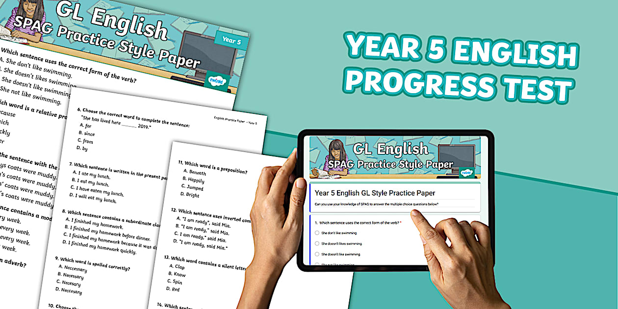 Year 5 English SPAG GL Style Practice Paper