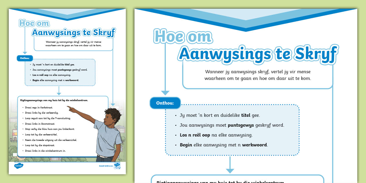 Hoe om Aanwysings te Skryf (professor feito) - Twinkl