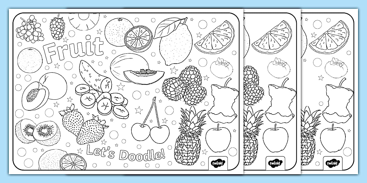 Fruit-Themed Doodle Colouring Pages - KS1 (teacher made)