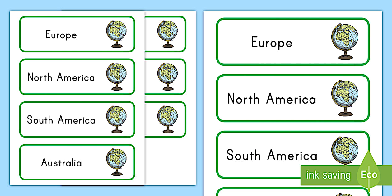 Continents Word Cards (teacher made) - Twinkl