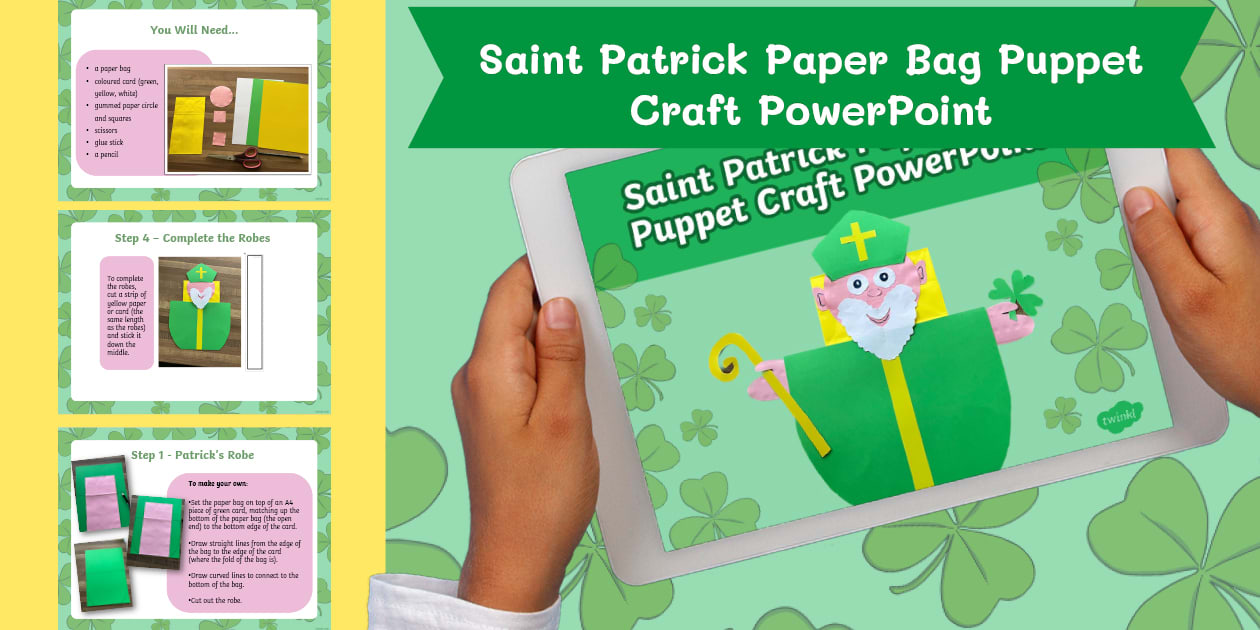Saint Patrick Paper Bag Puppet Craft PowerPoint