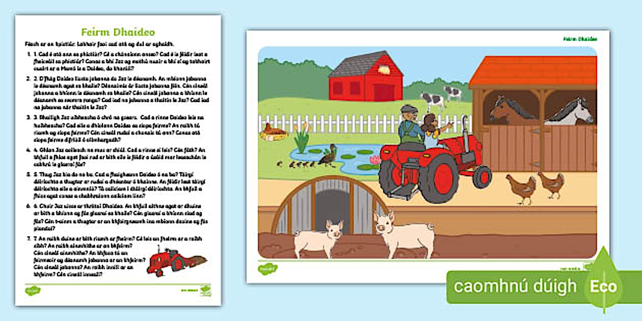 Grandad's Farm Oral Language Activity Gaeilge - Twinkl